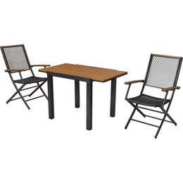 Merxx Balkonset &raquo;Itanos&laquo; Set, 3 tlg. inkl. 2 Klappsssel, 1 Balkonausziehtisch Aluminium, Kunststoff B/H/T: 61,5cm x 101cm x 71,5cm