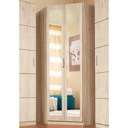 Priess Eckkleiderschrank &raquo;Bilbao&laquo; mit 3 verschiedenen Fronten braun B/H/T: 193cm x 54cm,mit Spiegelt&uuml;ren