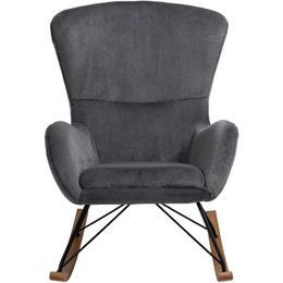 Salesfever Schaukelstuhl &raquo;Komfortabl und im Vintage-Stil&laquo; () in Lammfelloptik grau Massivholz, Metall, Polyester B/H/T: 70cm x 102cm x 94cm, Kunstfell