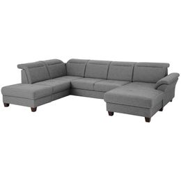 OTTO home Wohnlandschaft &raquo;Solvei U-Form&laquo; Sitztiefenverstellung und Federkern, wahlweise Kopfteilverstellung grau Struktur (100% Polyester);Luxus-