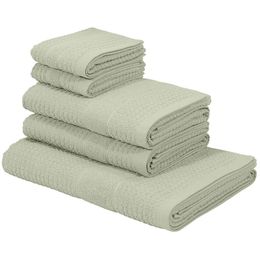 Kangaroos Handtuch Set &raquo;Summer, Duschtuch, Handtuch, G&auml;ste&uuml;cher&laquo; Set Frottier einfarbiges Handtuch-Set aus 100% Baumwolle, Hoch-Tief-Effekt gr&uuml;n 