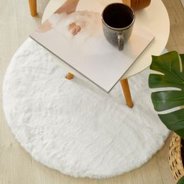 OTTO home Hochflor-Teppich &raquo;Lugano&laquo; rund 30 mm H&ouml;he Kunstfell, Uni Farben, sehr weich & kuschelig wei&szlig; &Oslash; 120cm 1 Stk., 30mm, &Oslash; 120cm