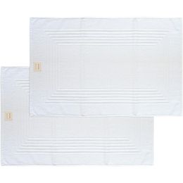 Dyckhoff Hotelmatte &raquo;Nature&laquo; H&ouml;he 3 mm beidseitig nutzbar 2 teilig wei&szlig; Baumwolle rechteckig (50cm x 80cm ), 2 Stk.