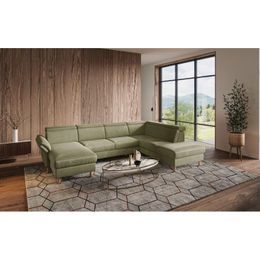 Home Affaire Wohnlandschaft &raquo;Calypso U-Form&laquo; wahlweise mit motorischer Relaxfunktion gr&uuml;n 100%Polyester B/H/T: 334cm x 85cm x 227cm, Flachgewebe, 