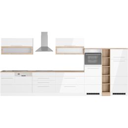 KOCHSTATION K&uuml;chenzeile &raquo;KS-Wien&laquo; Breite 440 cm, wahlweise mit E-Ger&auml;ten wei&szlig; B/H/T: 440cm x 200cm x 60cm,mit Induktionskochfeld
