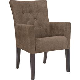 Home Affaire Esszimmerstuhl &raquo;King&laquo; () Esszimmerstuhl mit Knopfheftung braun Polyester B/H/T: 60cm x 92cm x 65cm, Feinstruktur weich