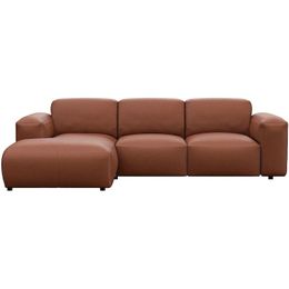 FLEXLUX Ecksofa &raquo;Lucera Chaislongue rechts oder links, L-Form, bequem&laquo; modern & anschmiegsam, Kaltschaum, Stahl-Wellenunterfederung braun 100% 