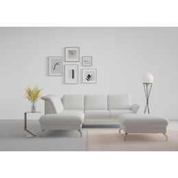 Sit & More sit&more Ecksofa &raquo;Fashion L-Form&laquo; wahlweise mit Kopfteilverstellung, Vorziehsitz, motorisch, Nickelf&uuml;&szlig;e grau B/H/T: 250cm x 84cm x 207cm, Soft clean, 