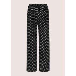 Madeleine Mode MADELEINE Damen Chinos "Druckhose Schlupfhose mit Tupfen-Muster", schwarz-wei&szlig;, Modern, Gr. 18, Obermaterial: 100% Polyester PES., Hosen,