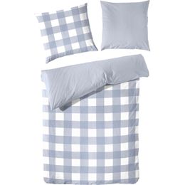 Primera Bettw&auml;sche &raquo;Basic Perkal&laquo; 2 Stk. im modernen Karodesign blau Perkal, Obermaterial: 100% Baumwolle B/L: 135cm x 200cm, 1 Stk., 1 Stk., Perkal, B/L: 