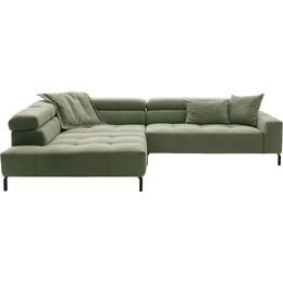 Home Affaire Ecksofa &raquo;Claya, 311 cm breit, L-Form, inkl. Kopfteilverstellung&laquo; mit elektrischem Sitzvorzug im Hauptelement gr&uuml;n 95% Polyester, 5% Nylon