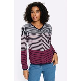 Classic Basics Damen Strickpullover "Langarm-Pullover", bunt, Gr. 54, gemustert, gestreift, mehrfarbig, 100% Polyacryl, Pullover