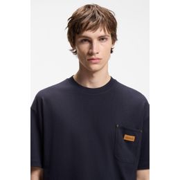 Hugo Herren T-Shirt "Nevado", schwarz, Gr. L, unifarben, Single Jersey, Obermaterial: 100% Baumwolle, Shirts, Brusttasche, reine Baumwolle,