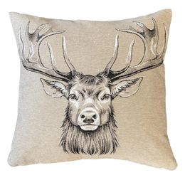 Home Wohnideen Dekokissen &raquo;CIERVO&laquo; mit F&uuml;llung, Gobelin beige Baumwolle, Polyester B/L: 45cm x 45cm, 1 Stk.
