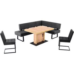 K+w Komfort & Wohnen K+W Komfort & Wohnen Essgruppe &raquo;Spider II&laquo; 4 Stk. tlg. langer Schenkel wahweise in 2 Breiten, 2 Freischwinger, 1 Tisch schwarz B/H/T: 195cm x 88cm x 