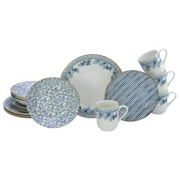 Creatable Kombiservice &raquo;Eub&ouml;a, Kombi-Service 16-tlg&laquo; Blaue Motive blau Steingut 16 Stk.