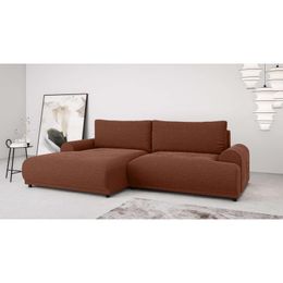 Home Affaire Ecksofa &raquo;Marsby, mit Bettfunktion und Bettkasten, Ma&szlig;e: B/H/T 242/65/145 cm&laquo; L-Form mit Wellenunterfederung, Recamiere links oder rechts 