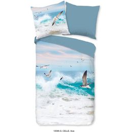 Good Morning Wendebettw&auml;sche &raquo;Celle&laquo; 2 Stk. Baumwolle, Renforc&eacute;, Rei&szlig;verschluss, Wendeoptik, Strand, Meer, Blau blau Renforc&eacute;, Obermaterial: 100% 