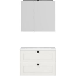 Nobilia Badm&ouml;bel-Set &raquo;Cascada&laquo; Set, mit Waschbecken, inkl. Spiegelschrank mit Beleuchtung, 2 Stk. tlg. wei&szlig; B/H/T: 81cmcm x 169cmcm x 48,7cmcm