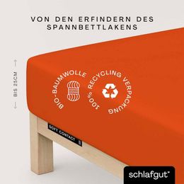 Schlafgut Spannbettlaken &raquo;Soft Contact&laquo; 100% Bio Baumwolle rot Feinbiber, Obermaterial: 100% Baumwolle B/L: 200cm, 1 Stk., Feinbiber, 180-200x200 25cm