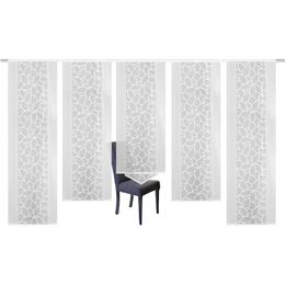 Home Wohnideen Schiebegardine &raquo;JENNA&laquo; Klettband 5 Stk. tlg. Schiebevorhang Jacquard Set, HxB: 245x57 wei&szlig; Polyester 245cm, Klettband, 57cm