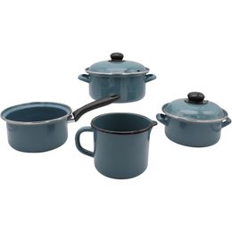 Kr&uuml;ger Kochtopf &raquo;Petrol&laquo; Set, 6 Stk. tlg. Emaille blau 1,5 l