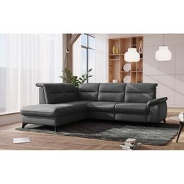 Sit & More sit&more Ecksofa &raquo;Astoria L-Form&laquo; wahlweise mit motorischer Relaxfunktion grau 100% Polyester B/H/T: 256cm x 91cm x 225cm, Luxus-Microfaser ALTARA 
