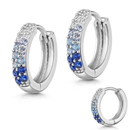 Firetti Damen Paar Creolen &raquo;Schmuck Geschenk Silber 925 Ohrschmuck Ohrringe&laquo; Made in Germany - mit Zirkonia (synth.) blau 16mm, Silber 925 (