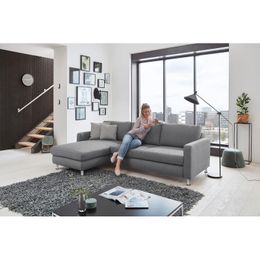 Die PlanBar Ecksofa &raquo;MP-IN19027 L-Form&laquo; wahlweise mit Schlaffunktion, frei im Raum stellbar grau 100% Polyester B/H/T: 265cm x 82cm x 172cm, 