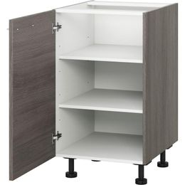 KOCHSTATION Unterschrank &raquo;KS-Trea U60&laquo; zwei Einlegeb&ouml;den, Breite 60 cm, H&ouml;he 75 cm, mit verstellbaren F&uuml;&szlig;en grau eichefarben grau, B/H/T: 60cm x 75cm 
