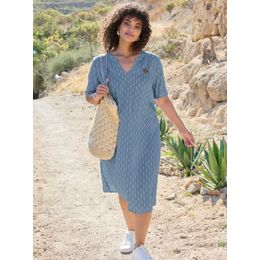 sheego Damen Tunikakleid "Kleid", blau, Gr. 48, gemustert, 100% Viskose, Kleider