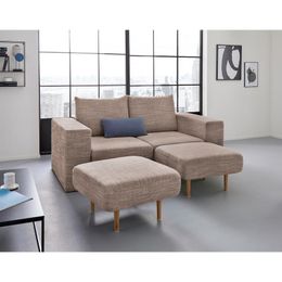 LOOKS by Wolfgang Joop 2,5-Sitzer &raquo;Looksv&laquo; Verwandlungssofa: aus Sofa wird Sofa mit 2 Hockern beige B/H/T: 192cm x 96cm x 107cm, Struktur, 2 Hocker 