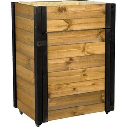dobar green label Hochbeet &raquo;rollbar, mit Staufach, inkl. Schafswolle, Gr. L&laquo; Ma&szlig;e: ca. 60 x 40 x 80 cm bei einem Gewicht von ca. 15,40 kg Massivholz B
