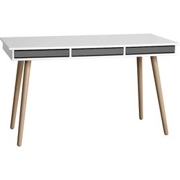 Schreibtisch &raquo;Mistral B&uuml;rotisch, Arbeitstisch, Tisch, Computertisch&laquo; Holzbeinen, B: 137,4 cm, Designm&ouml;bel grau B/H/T: 137,4cm x 75cm x 60cm