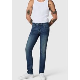 PEAK TIME Herren Slim-fit-Jeans "M&uuml;nchen", blau, Basic, Gr. 36, Abriebeffekte, Destroyed-Effekte, Denim/Jeans, 87% Baumwolle, 11% Polyester, 2%
