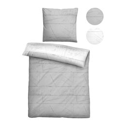 Biberna Wendebettw&auml;sche &raquo;0614509&laquo; 2 Stk. feiner Glanz + weicher Griff, pflegeleicht, ganzj&auml;hrig einsetzbar, RV grau Mako-Satin, Obermaterial: 100% Baumwolle B
