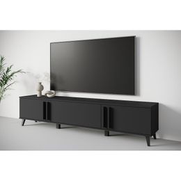 Home Affaire Lowboard &raquo;Helsinki, TV-Kommode Breite 180cm&laquo; 1 Stk. tlg. modernes Design, 3 Klappt&uuml;ren schwarz Holzwerkstoff B/H/T: 180cm x 40cm x 33cm
