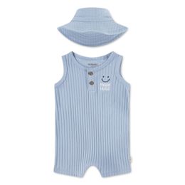 M&auml;dchen Neugeborenen-Geschenkset "HUGB ROMPER + HAT ATTACHMENT", blau, Gr. 6, HUGGIES BABYWEAR, Jersey, Obermaterial: 100% Baumwolle, KOB
