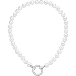 Firetti Damen Perlenkette &raquo;Schmuck Geschenk Silber 925 Halsschmuck Halskette Glitzer&laquo; mit Zirkonia (synth.) - mit Muschelperle wei&szlig; Baumwolle Perlen 