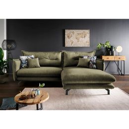 Home Affaire Ecksofa &raquo;Lazio modern und bequem, schmale Armlehnen, tolle Detailverarbeitung&laquo; Armlehnen verstellbar gr&uuml;n B/H/T: 255cm x 94cm x 180cm, 