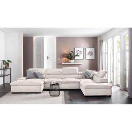 OTTO home Wohnlandschaft &raquo;Alberto U-Form&laquo; mit Kopfteilverstellung, wahlweise mit Schlaffunktion beige 100% Polyester;Microfaser in Antiklederoptik (