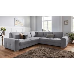 Sit & More sit&more Ecksofa &raquo;Santorini L-Form&laquo; mit Federkern und Sitztiefenverstellung, wahlweise mit Schlaffunktion grau Struktur (100% Polyester);Struktur fein