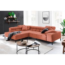 Home Affaire Ecksofa &raquo;Ancona New, wahlweise motorische Sitztiefenverstellung, auch in Cord&laquo; feine Steppung, mit Kopfteilverstellung, 3 Zierkissen, L-