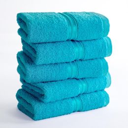 HAMMETEX Gaestehandtuecher &raquo;5er Set, 30x50 cm, weich & saugstark, 100% Baumwolle&laquo; mit Bord&uuml;re, einfarbig, Schlaufe, 100% Baumwolle Frottee blau 