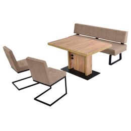 K+w Komfort & Wohnen K+W Komfort & Wohnen Essbank &raquo;Spider II Polsterbank&laquo; Sitzsteppung, bequem durch Sandwichbauweise, Metallkufe in schwarz beige B/H/T: 192cm x 88cm x 