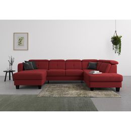 Sit & More sit&more Wohnlandschaft &raquo;Belluci U-Form&laquo; Kopfteilverstellung und Federkern, wahlweise mit Schlaffunktion rot B/H/T: 321cm x 85cm x 195cm, Luxus-