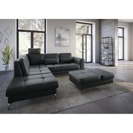 Sit & More sit&more Ecksofa &raquo;Bendigo L-Form&laquo; inklusive Sitztiefenverstellung, Bodenfreiheit 12 cm, in 2 Fu&szlig;farben schwarz B/H/T: 258cm x 84cm x 226cm, NaturLEDER