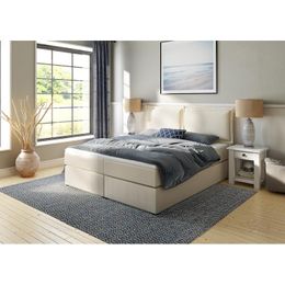 Home Affaire Boxspringbett &raquo;Lysann&laquo; 5fach verstellbares Kopfteil, in 4 Breiten, 3 Matratzenarten beige Liegefl&auml;che B/L: 180cm x 200cm, Gewicht bis: 