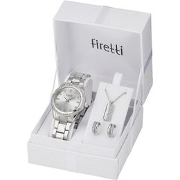 Firetti Damen Quarzuhr &raquo;Lumina&laquo; Armbanduhr, Damenuhr, Glitzersteine, Geschenkset silber Einheitsgr&ouml;&szlig;e