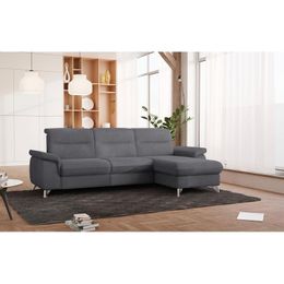 Sit & More sit&more Ecksofa &raquo;Astoria L-Form&laquo; wahlweise mit motorischer Relaxfunktion grau 100% Polyester B/H/T: 260cm x 91cm x 175cm, Flachgewebe, Recamiere 